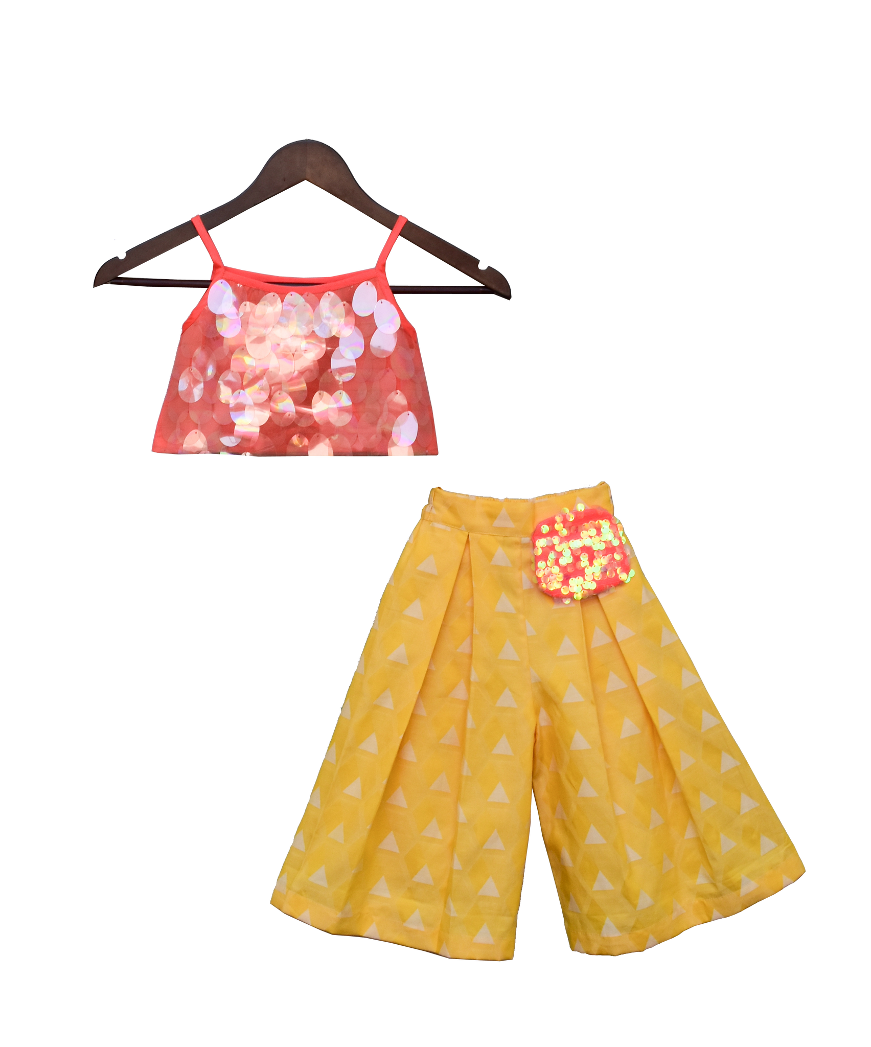 Kids Kurti: Girls Peach Soft Sequence Top With Printed Plazo | Perfect ...